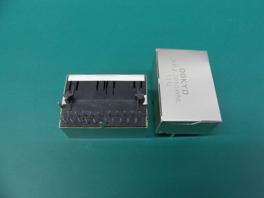 10 / 100 / 1000Base-T 10P8C POE RJ45 90 Degree Connector 1 X 2 Port IEEE 802.3 Custom