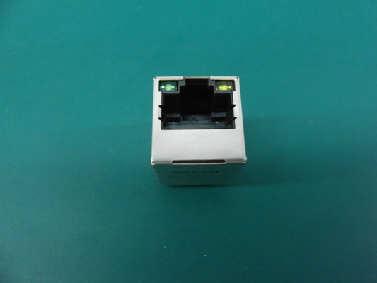 Metal Shielded Modular PCB RJ45 Jack 180 Degree , Top Entry Tab-Up OEM KRJ-180CGYNL