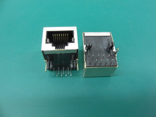 90° PCB Shield Modular RJ45 Jack 10 / 100Base-Tx PA66 with Metal Shell