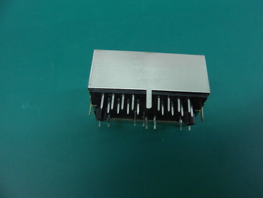 Two Port Lan Modular RJ45 Jack , Right Angle UTP Joiner With Transformer