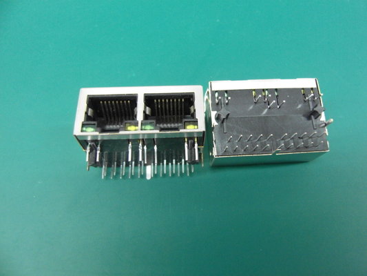 1000M IEEE 1 x 2 Port 90 Degree RJ45 Receptacle Module For Transceiver TAB Down