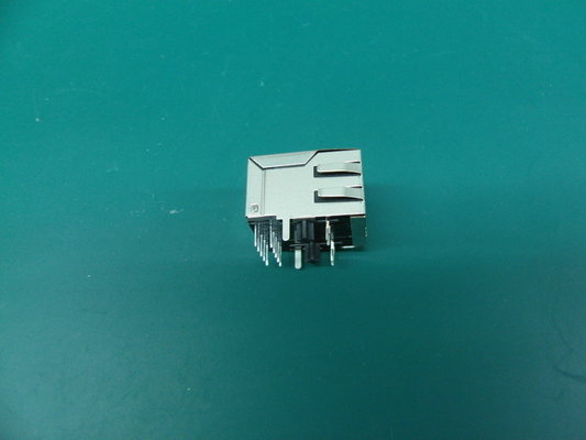 LED 10 / 100 / 1000Base POE PCB Connector RJ45 Single Port 90 Degree Tab-Down