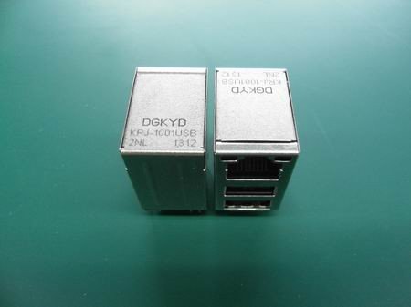Filter Network Double RJ45 USB Connector With Nickel Gold Plated 1000M 18P8C
