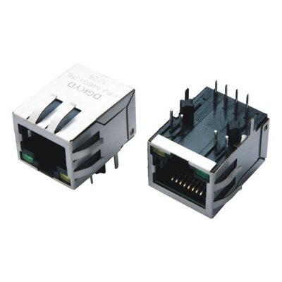 PC Tab Down 10/100Base RJ45 Modular Jacks , Network Filter with Led and EMI Fingers