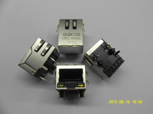 WIFI PCB RJ45 Modular Jack with magnetics , LEDs and EMI Fingers OEM 90 Degree