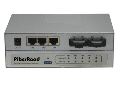 Full Duplex RJ45 2 Port Fiber Optic Switches Internet Auto Detect 10M / 100M