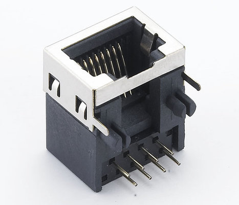 58 series network socket rj45 single port half-sheild connector 10p8c 90 degree pcb jack