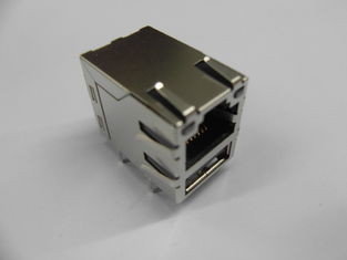 Fiber Optic 2-Port RJ45 Connector Jacks with Transformers 2X1 Right Angle
