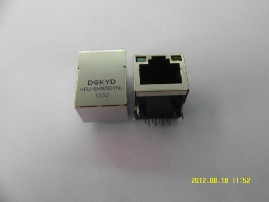 21.4mm 100M 1x1 Tap Up RJ45 PCB Connector, Vertical connector plug / rj45 Modular Jack with LEDS