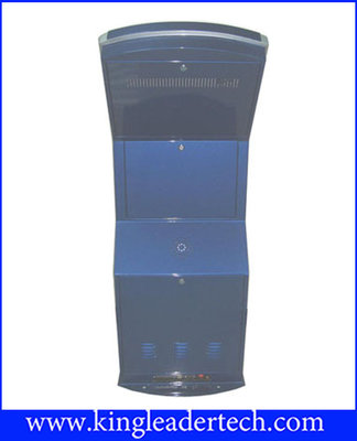 17",19"Ticket scanning touch screen kiosks with 45 degree angled-down barcode scanner