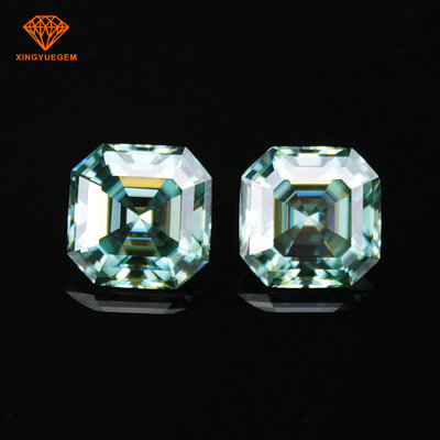 Lab created 2 carat loose Gems asscher cut green color enhanced diamonds