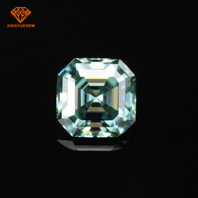 Lab created 2 carat loose Gems asscher cut green color enhanced diamonds