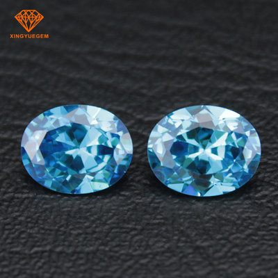 Bulk wholesale oval shape aqua blue diamond color cubic zirconia gemstones for jewelry making