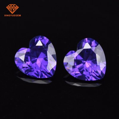 China wholesale Artificial diamond Heart cut Cubic Zirconia stones in Amethyst color