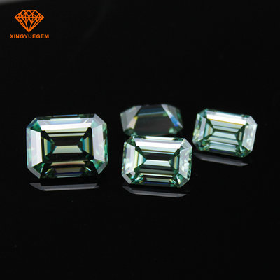 China wholesale rectangle shape green moissanite precio moissanite price with excellent Emerald cut