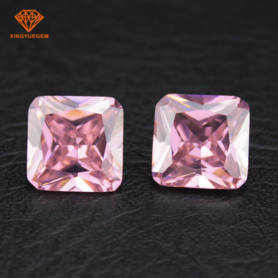 3A square shape Princess machine cut cubic zirconia with pink diamond color