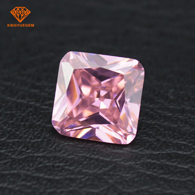 3A square shape princess European machine cut cubic zirconia with pink diamond color