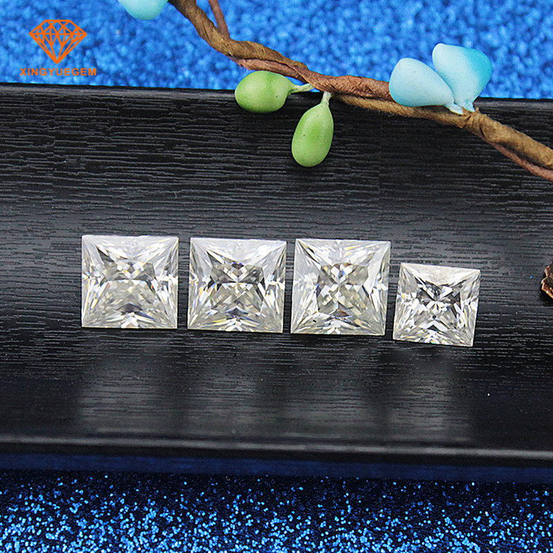 Synthetic moissanite excellent princess cut, , square shape gh white moissanite,VVS diamond loose 1carat