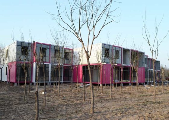 Earthquake Proof Double Storey Prefab Houses Cargo Container Hotel Room Design
