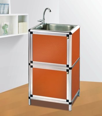 Home Aluminum Storage Cabinets with Doors , Small Kitchen Sink Cabinet with Water Faucet