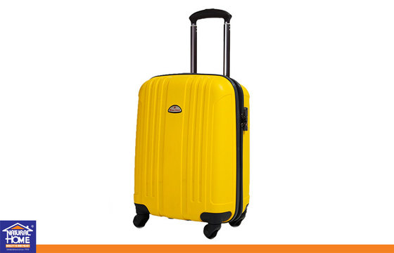 PP Plastic Yellow Lightweight School Luggage Bags , Hard Trolley Flight Suitcase with Metal Tube