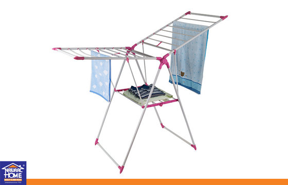 Folding and Portable Telescopic Clothes Rack , Balcony Metal Clothing Hanger and Dryer