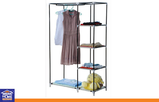 Metal Tube Portable Nonwoven Fabric Bedroom Wardrobe for Storage Clothing