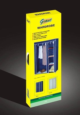 Space Saving Clothes Storage Wardrobe with Printing Fabric Cover and Iron Tube Frame