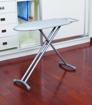 Professional Small Adjustable Folding Hotel Ironing Board Stand with Black Tube and Silver Cover