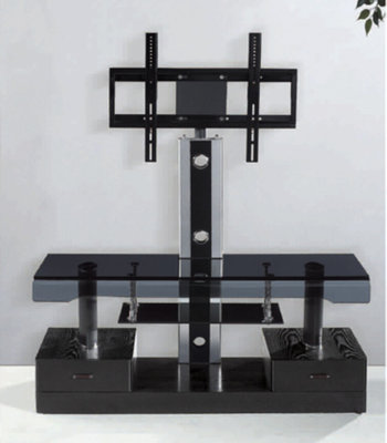 Elegant Tempered Glass TV Stand LCD Holder with Two Drawers , Corner Modern TV Stands