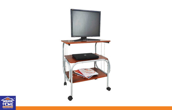 Brown Tall Flat Screen TV Stand Trolley with 4 Wheels Contemporary Home Office Furniture