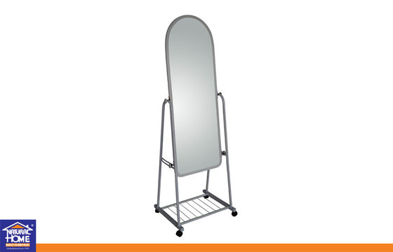 Metal Frame Portable Mobile Dressing Room Mirrors With Wheels , Free Standing Mirrors