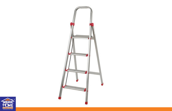 4 Steps Aluminium Home ladders with Siver and Red Color , Portable Safety Ladders