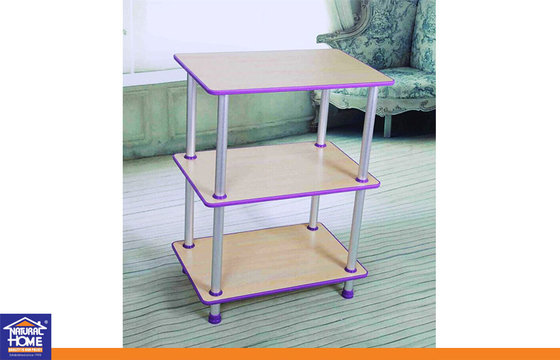Muti-function 3 Tiers Plastic Board Home Storage Racks / TV Stand Purple for Living Room