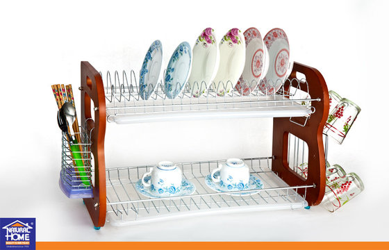 IKEA Kitchen Utensils 2 Layer Dish Rack , Chrome Wire , Cup Rack , Chopstick Rack and 2 pcs Water Tray