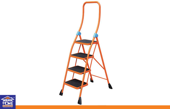 PE Coated  Tube Handrail and Sponge Step Ladder 4 Tires Home Using Tool