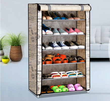 Non-woven Fabric Wardrobe 6 Layer Shoe Storage Cabinets with Custom Color and Size