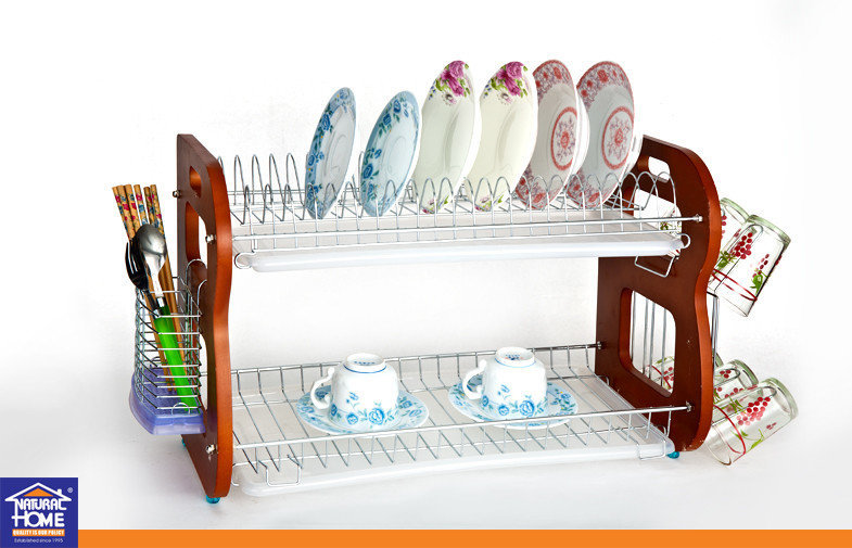 IKEA Kitchen Utensils 2 Layer Dish Rack , Chrome Wire , Cup Rack , Chopstick Rack and 2 pcs Water Tray