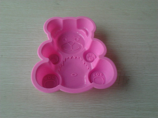 FDA Pink Teddy Bear Single Silicone Cake Mould For Baking Muffins / Lasagne