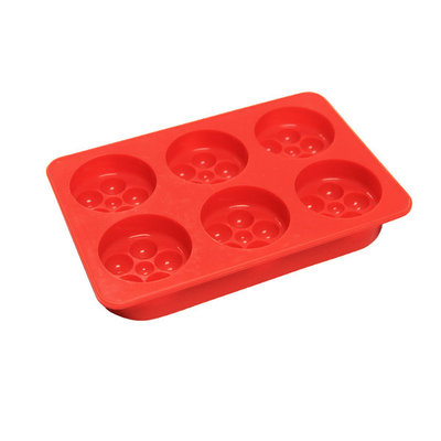 Durable 6 cavities red round Silicone Cake Moulds With FDA / LFGB / CE