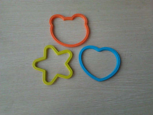 Food Safe Heart Resist 3 pcs Silicone Egg Rings Set With Bear Star Head