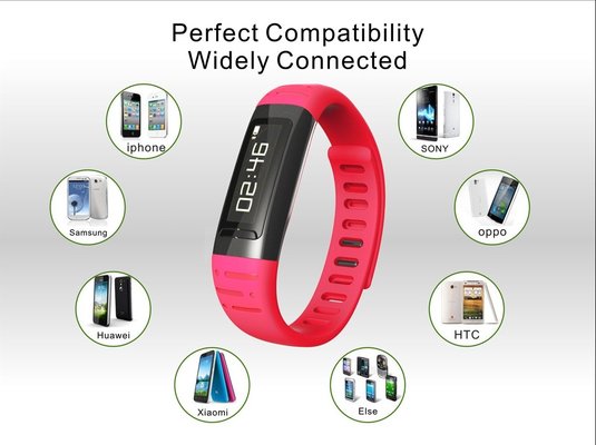 Black / Red / Blue / Orange TPU Smart Wristband Bracelet 0.91 inch