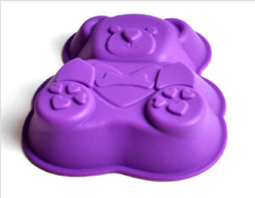 Silicon Kitchenware, Green / Purple / Red / Brown Silicone Cake Mold, Mini Bear Pan