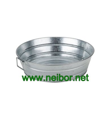 Round galvanized metal beverage tub with handles soda cooler beverage cooler