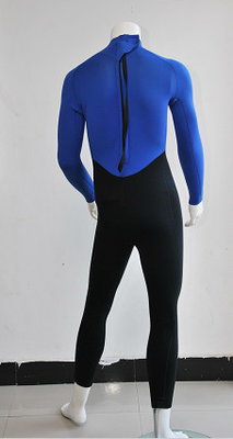 Blue / Black Mens and Women Full Body Wetsuits for Surfing With Mesh Skin trim on chest
