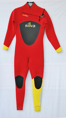 Red and Yellow  Women  Diving Suit  with Mesh on Chest and back