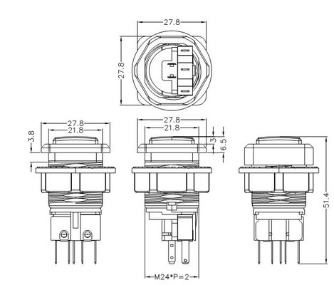 USD1.95----28*28mm Illuminated push button with led light and microswitch
