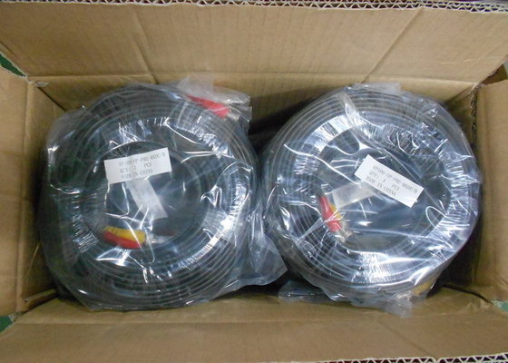 Câble visuel coaxial siamois de télévision en circuit fermé 100 pi de puissance avec la prise de BNC et de C.C