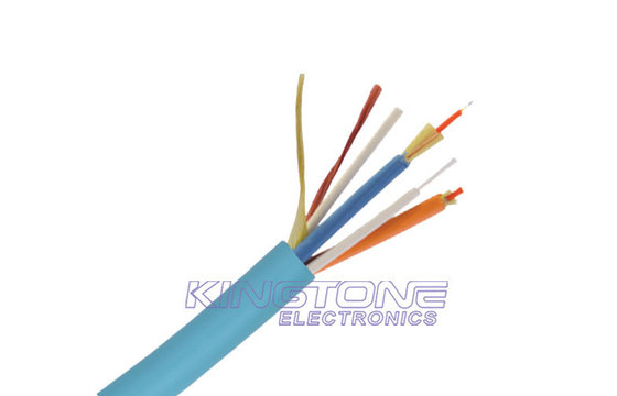 Câble optique d'intérieur bleu G.652D, câble optique de réseau de fibre de PVC de 12 noyaux de fibre multimode