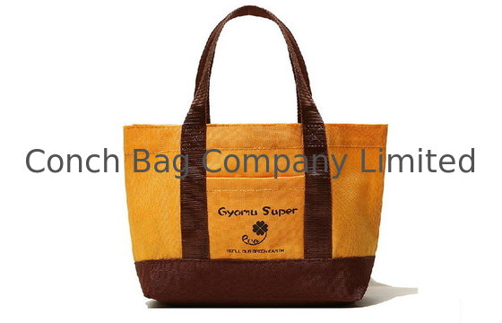 Orange folding cloth shopping bag with 100% oxford fabric for putting snacks